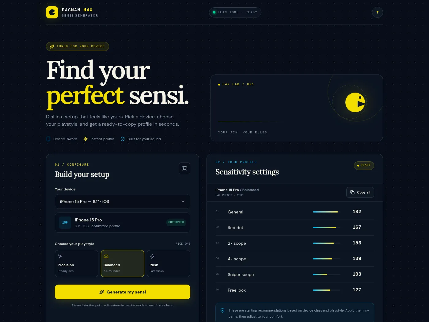 PACMAN Sensi Generator