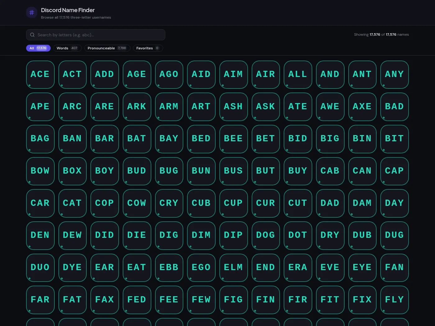 Discord Name Finder
