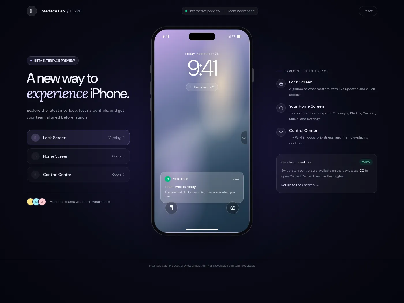 iOS 26 Interactive Simulator