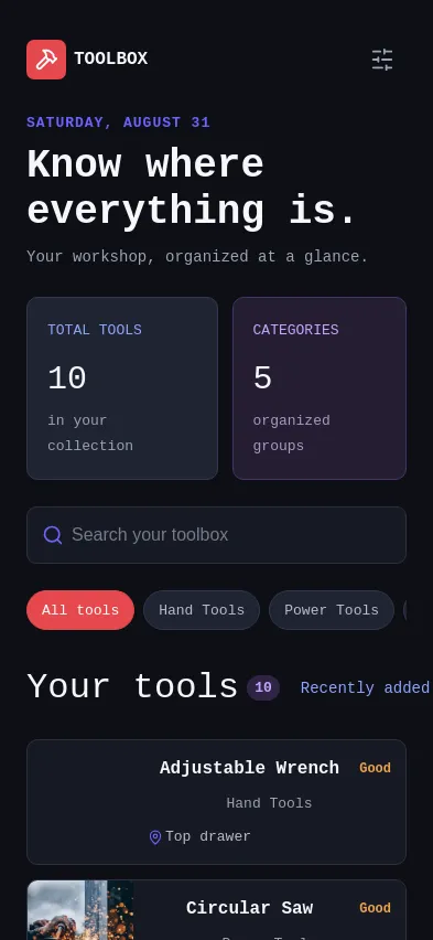 Toolbox Tracker App