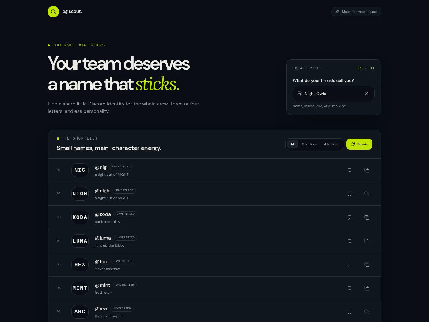 Discord OG Name Finder