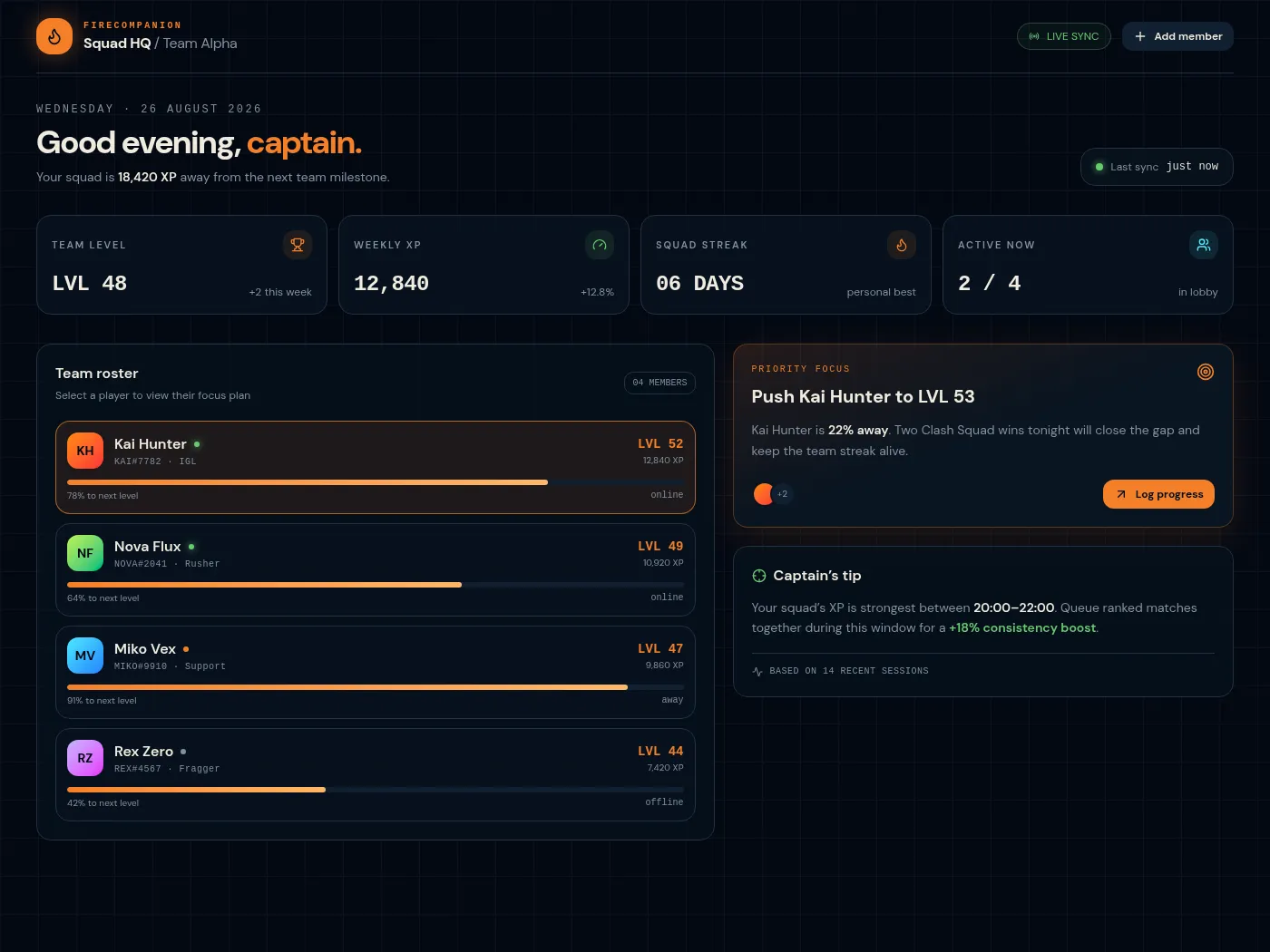 FireCompanion Team Tracker