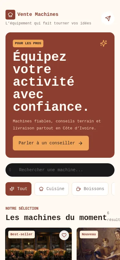 Vente Machines Mobile