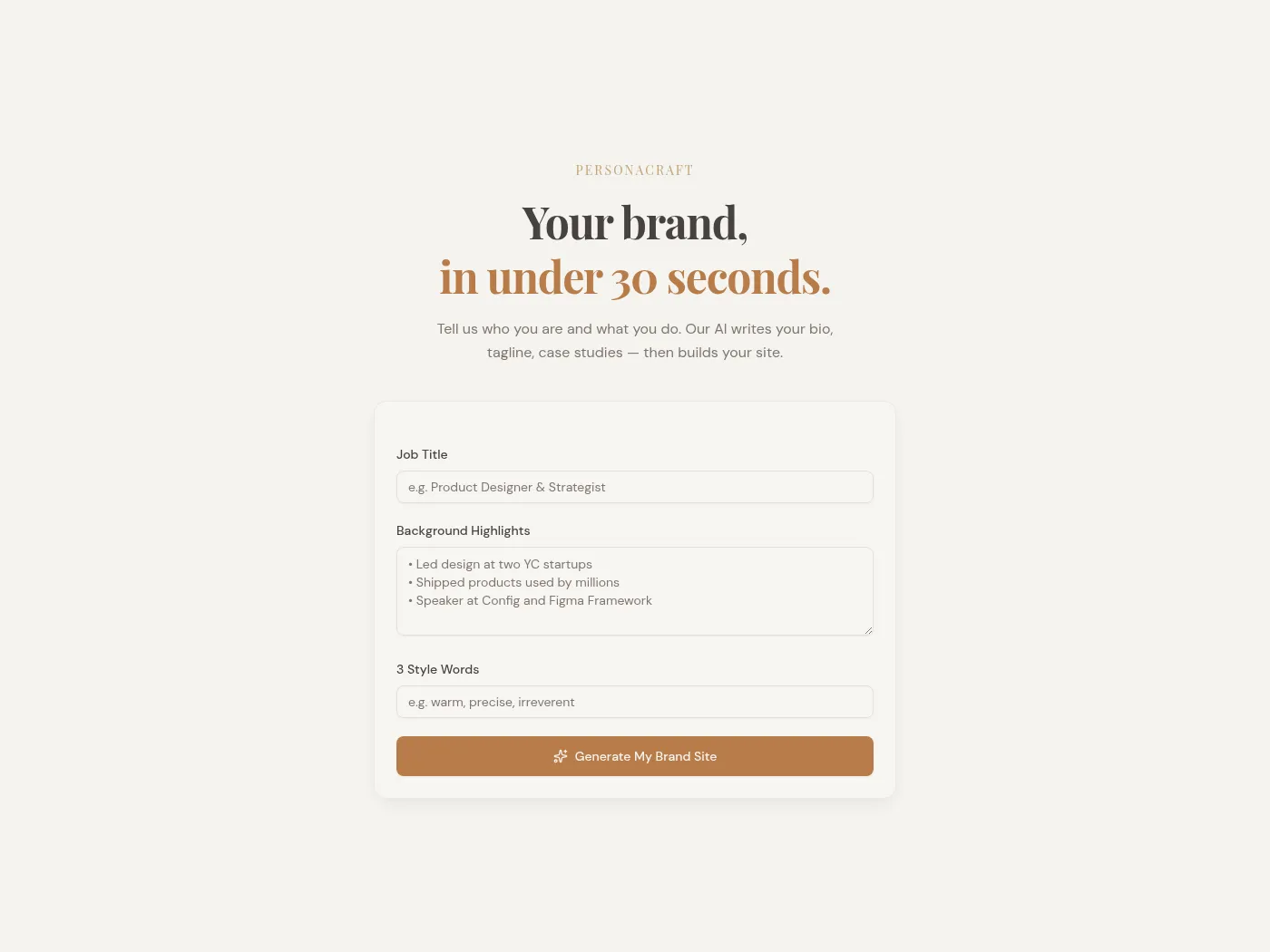 PersonaCraft AI Site Builder