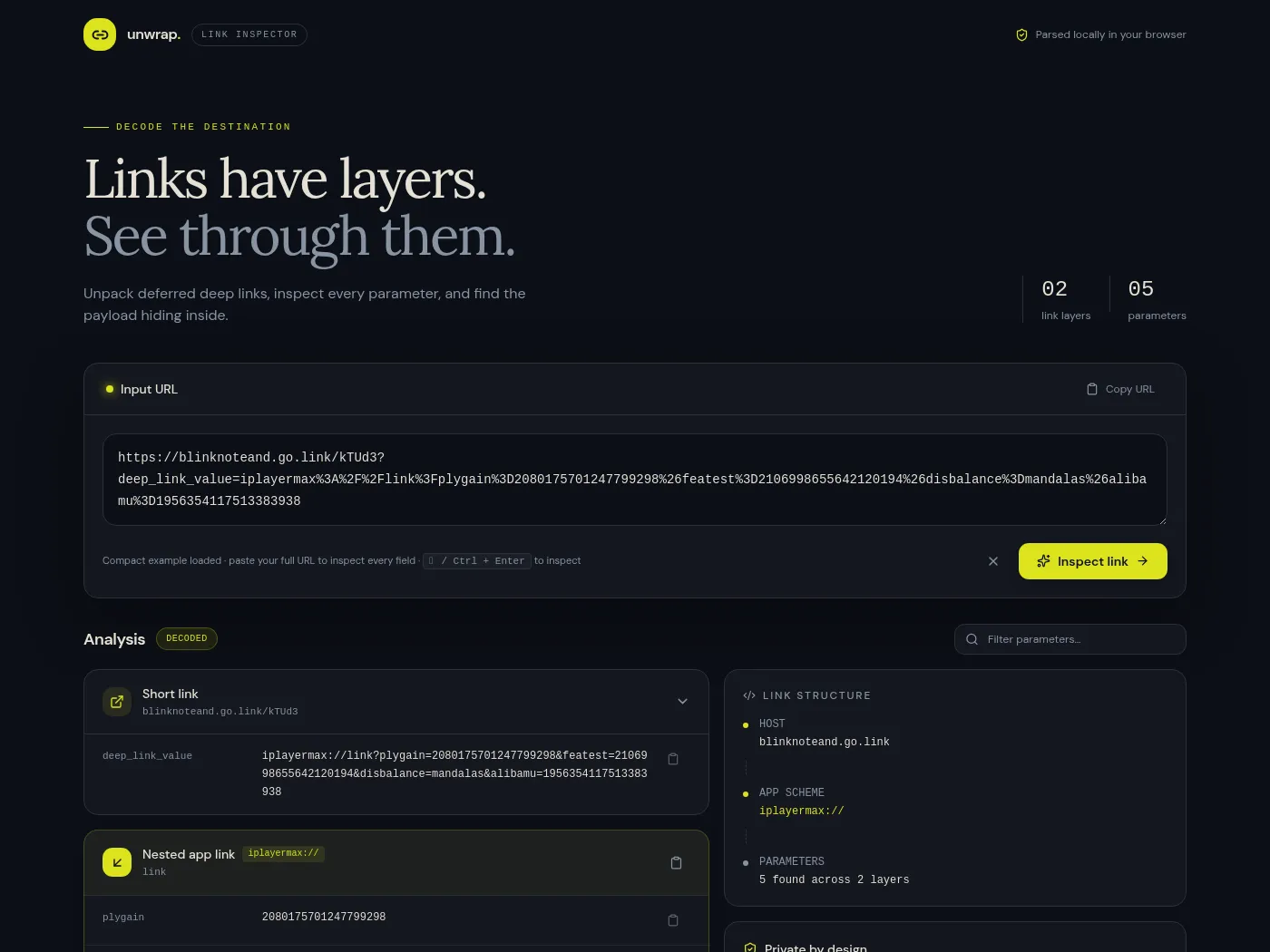 Deep Link Analyzer
