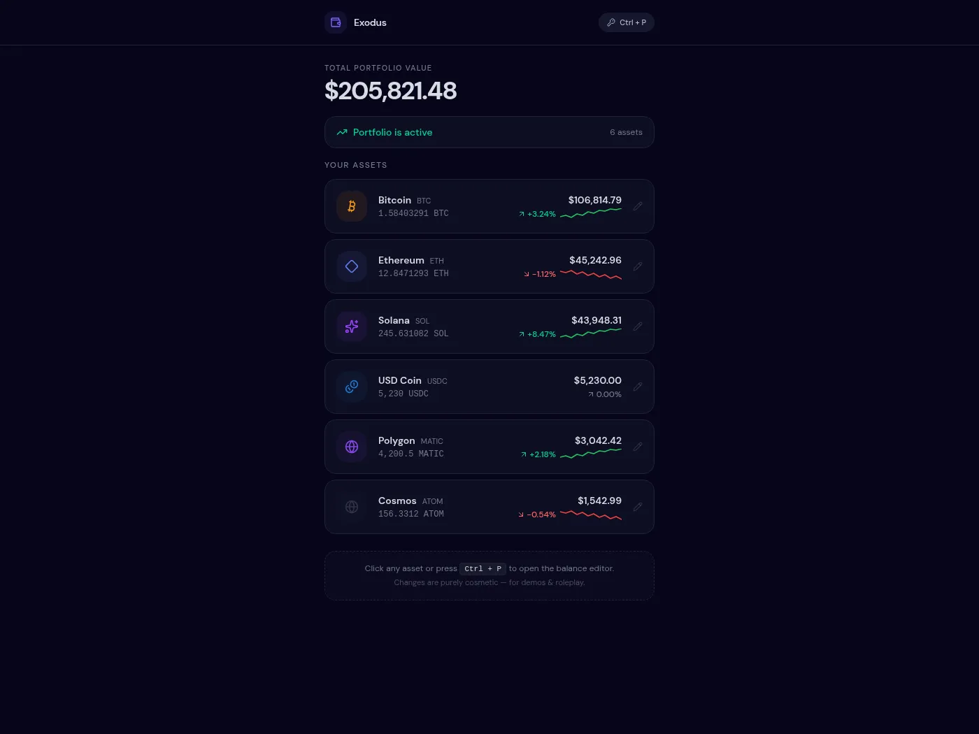 Exodus Wallet Playground