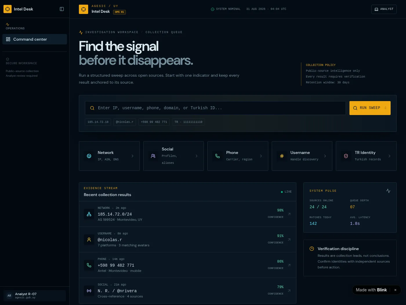 OSINT Intel Dashboard
