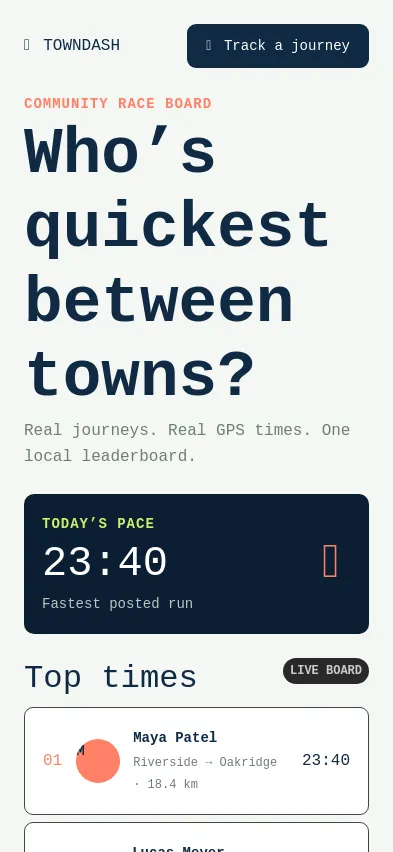 TownDash Tracker