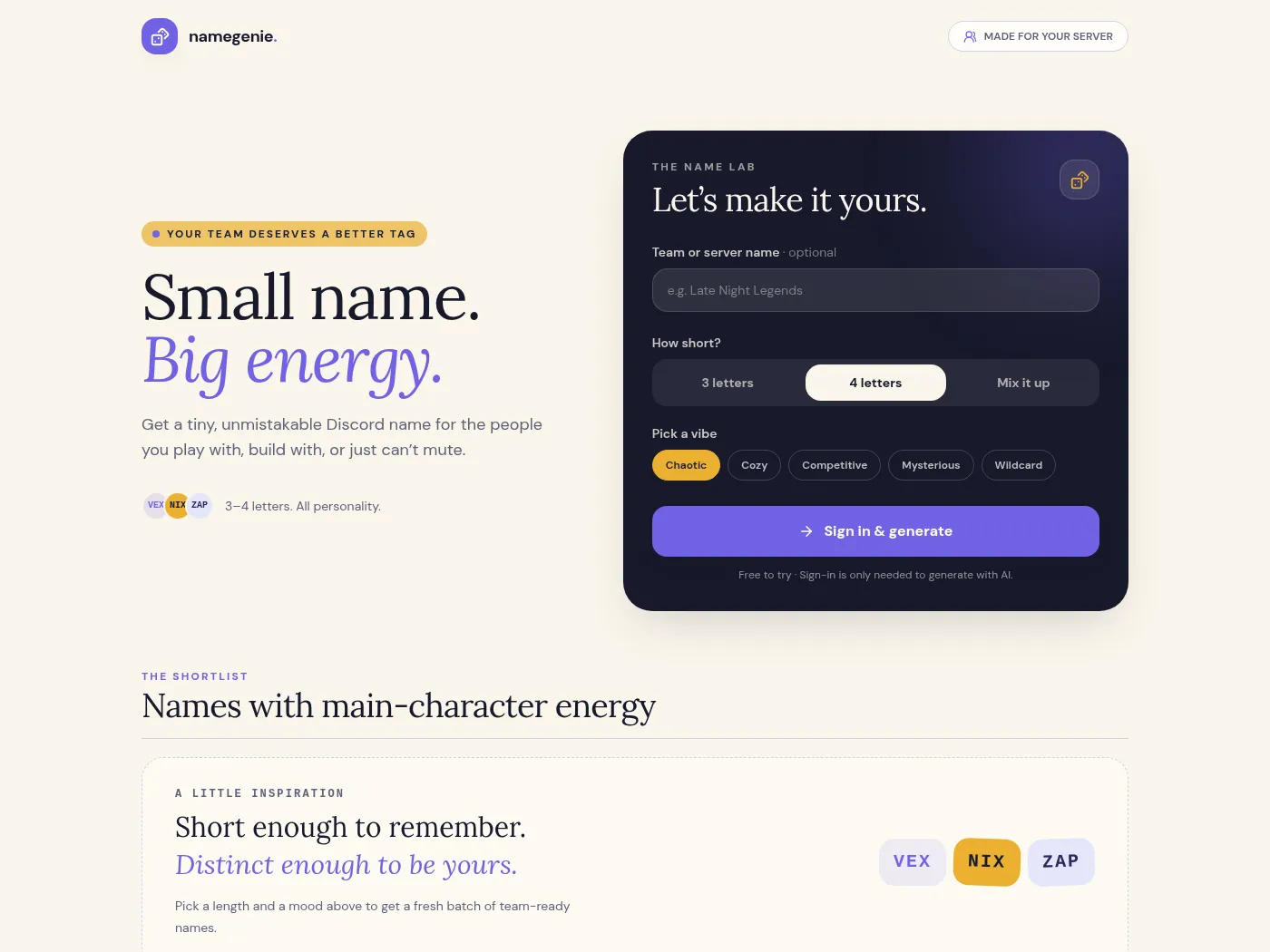 NameGenie for Discord