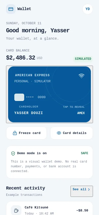 Wallet Sim Amex Edition