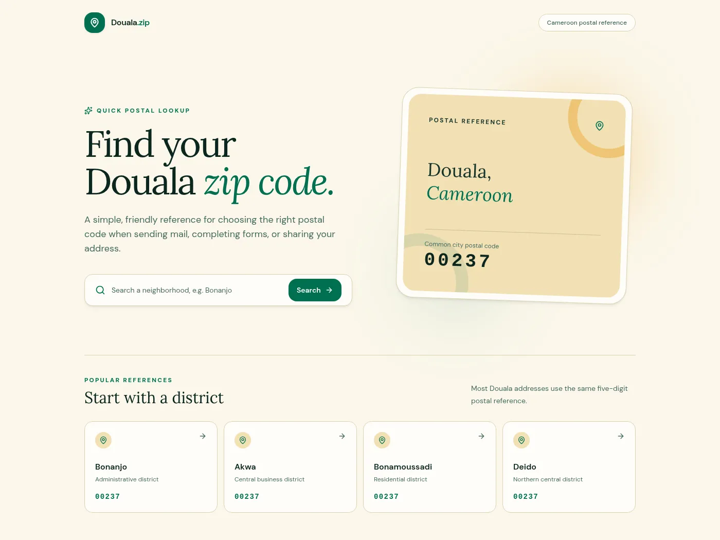Douala Zip Code Finder