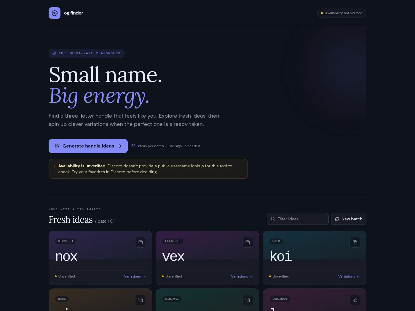 Discord OG Name Finder