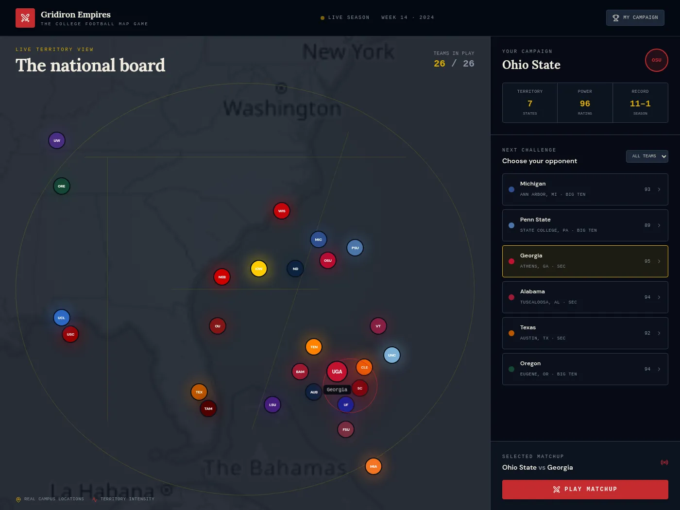 Gridiron Empires Map