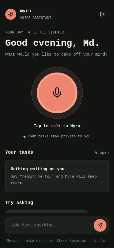 Myra Voice Assistant Mobile