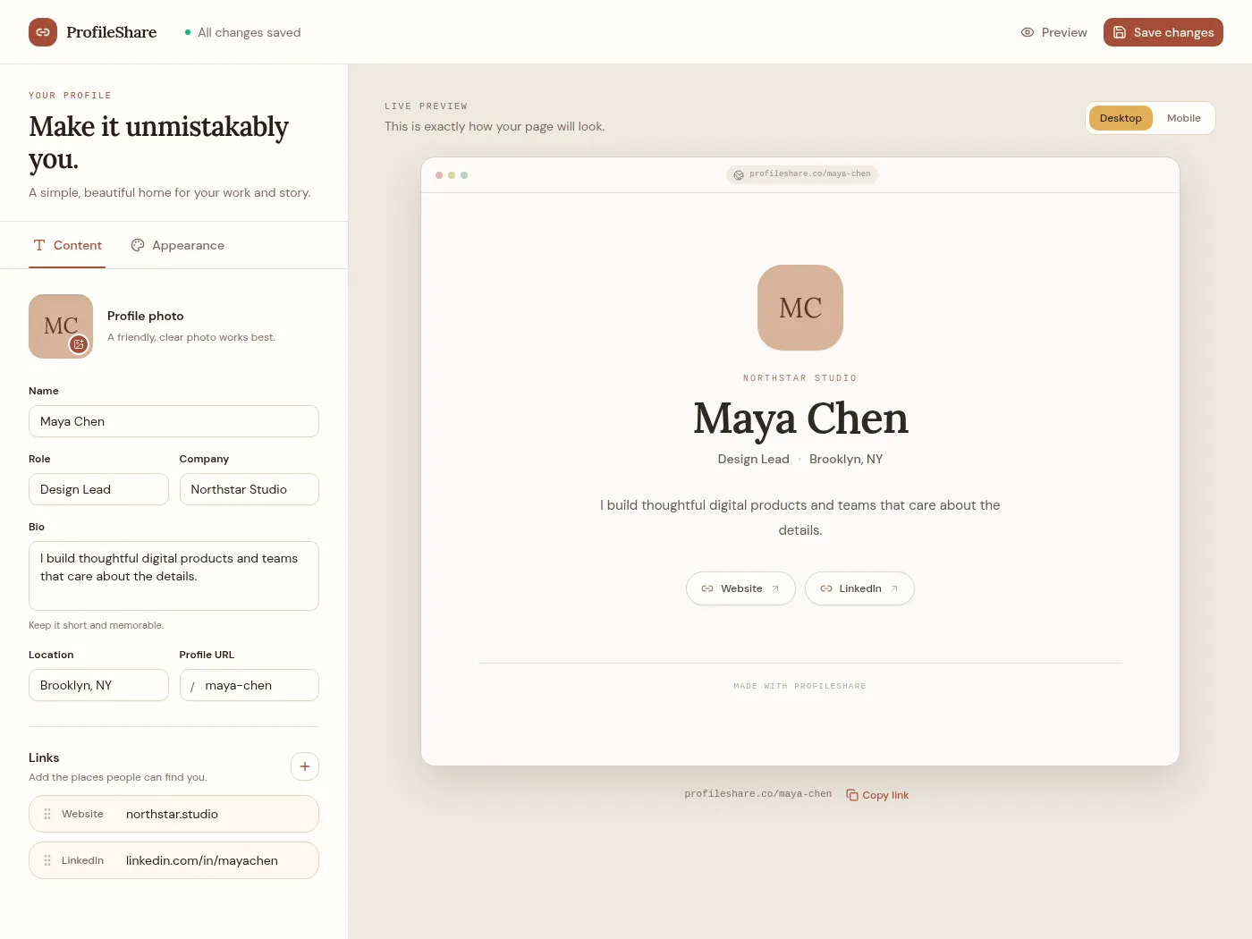 ProfileShare Builder