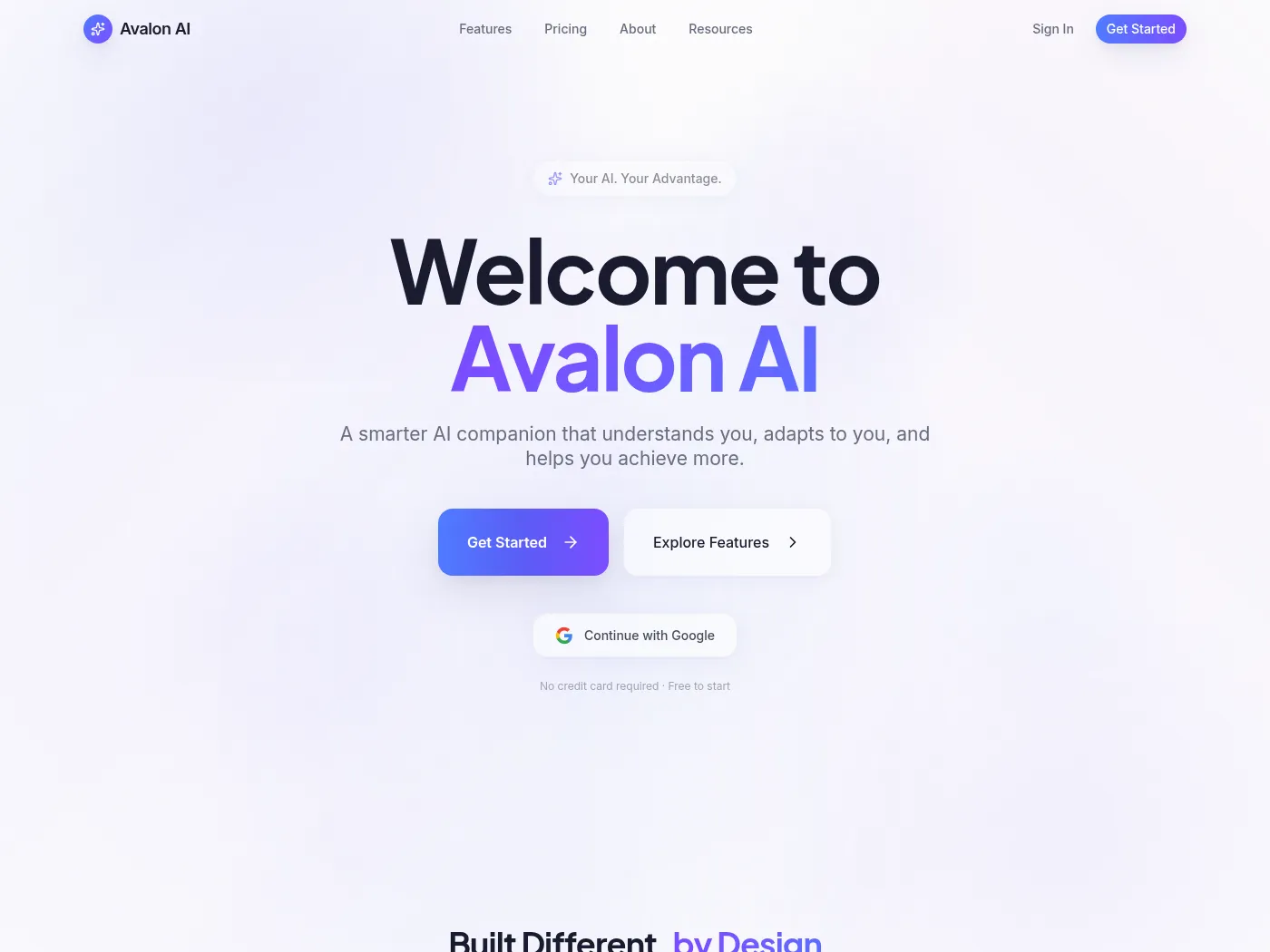 Avalon AI Homepage