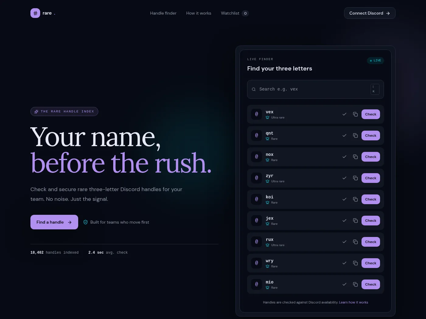Rare Discord Handle Finder