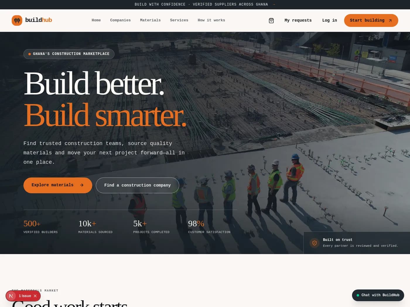 BuildHub Construction Marketplace