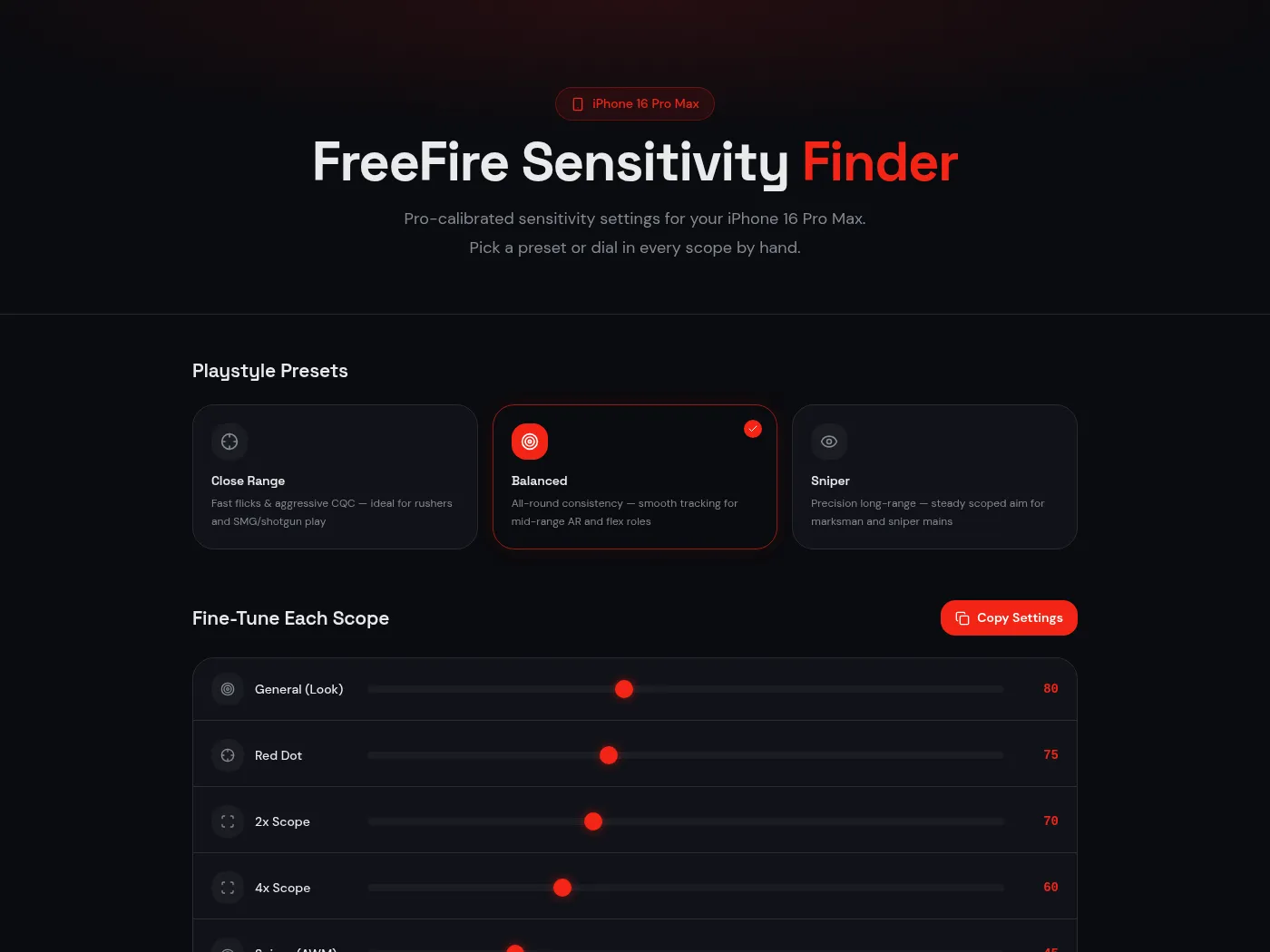 FreeFire Sensitivity Finder
