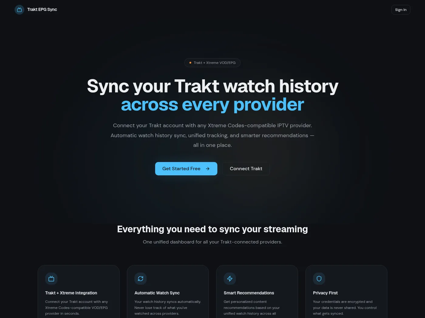 Trakt Xtreme EPG Sync
