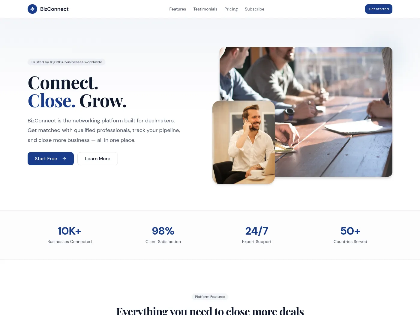 BizConnect Landing Page