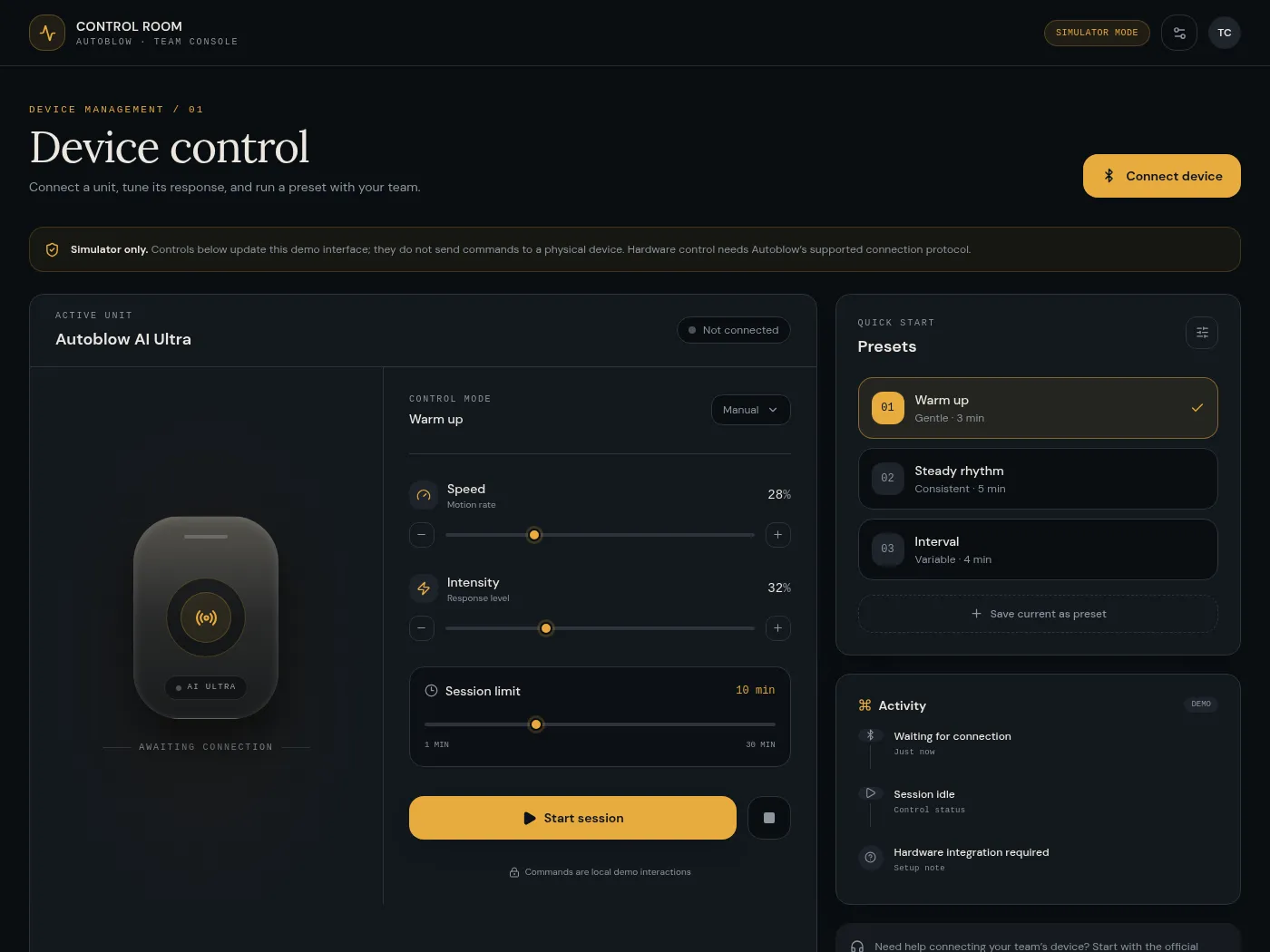 Autoblow AI Control Panel