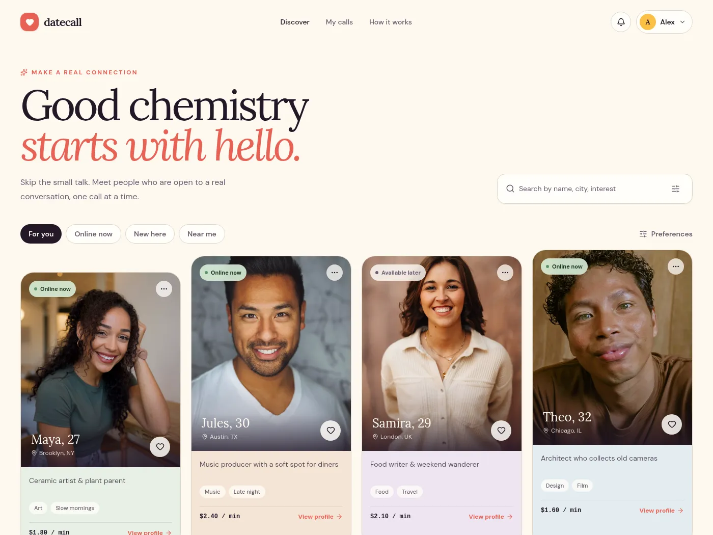 DateCall Web App