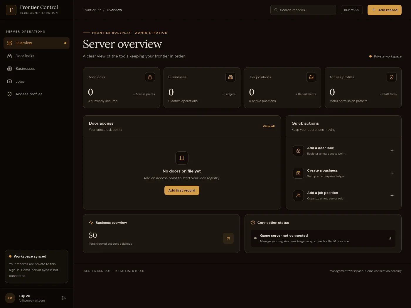 RedM Admin Dashboard