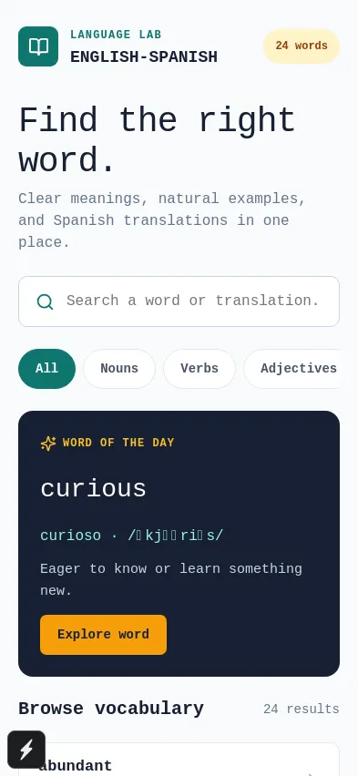 Bilingual Dictionary App