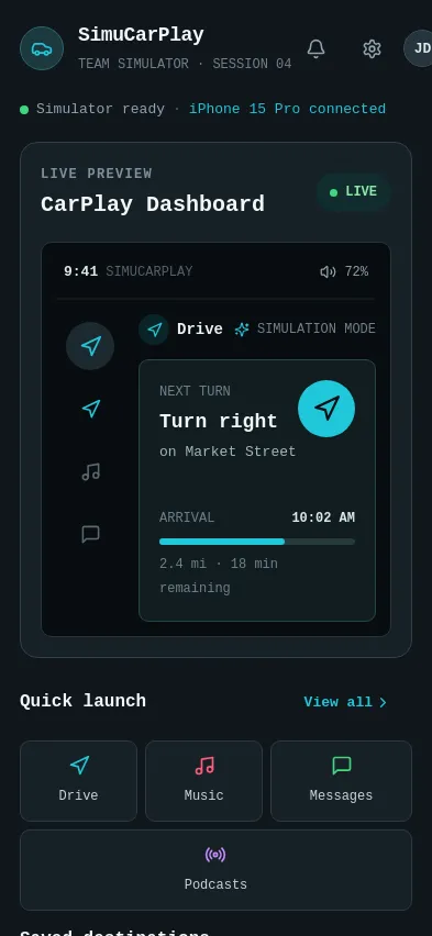 SimuCarPlay Dashboard