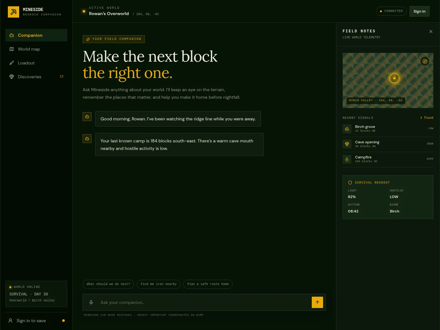 Mineside AI Companion