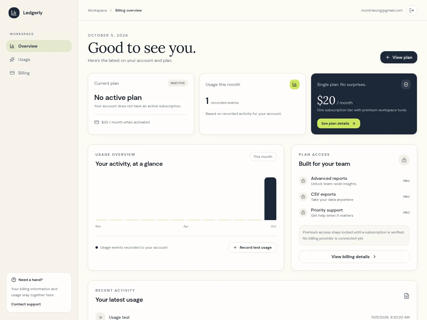 Simple SaaS Billing App