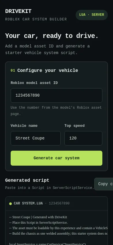 3D Car Asset Script