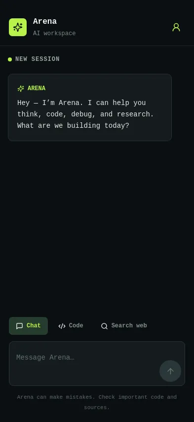 Arena AI Agent Chat