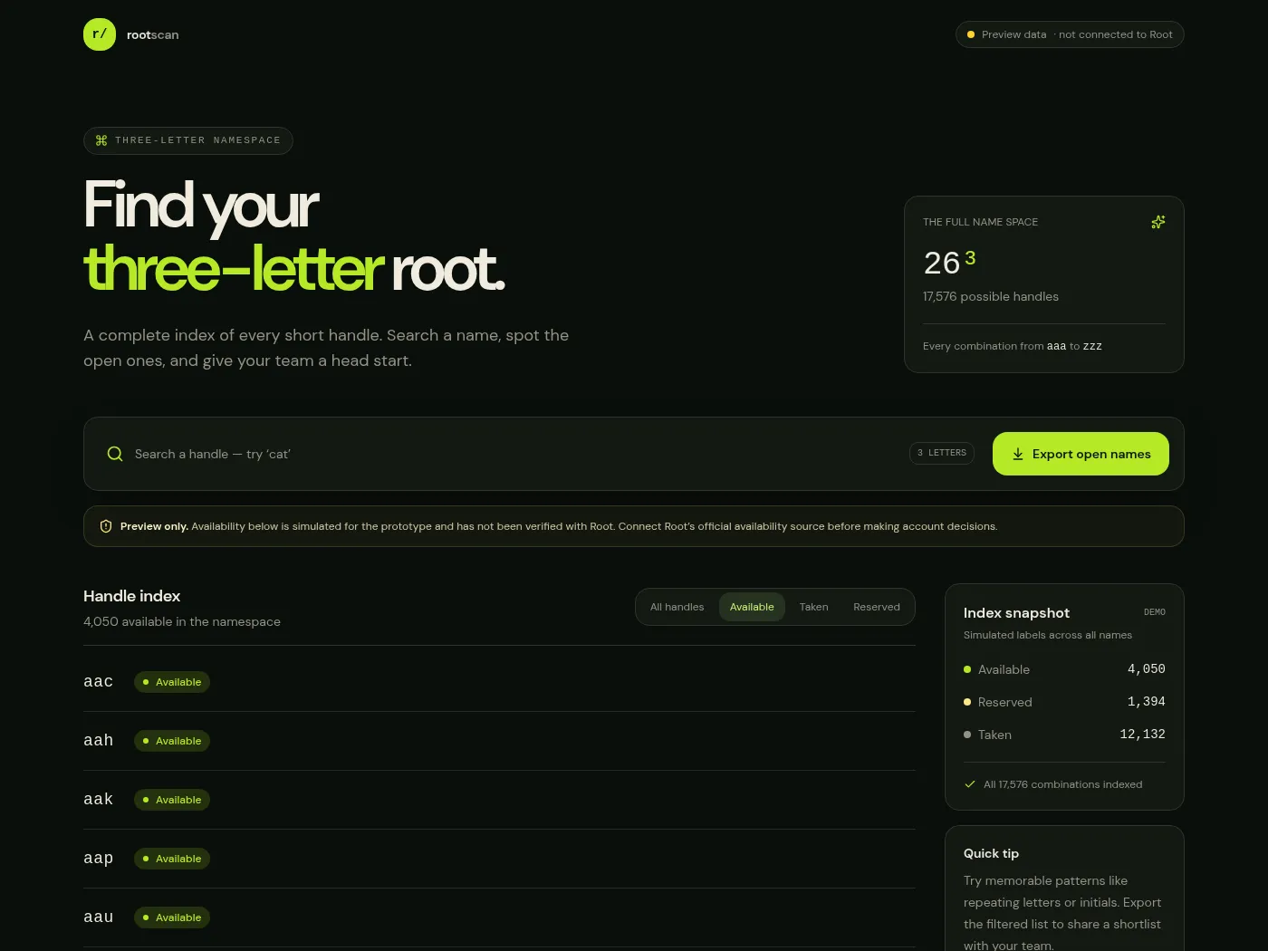 Root Name Scanner