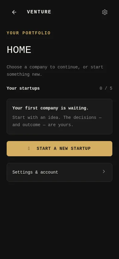 Venture Startup Simulator