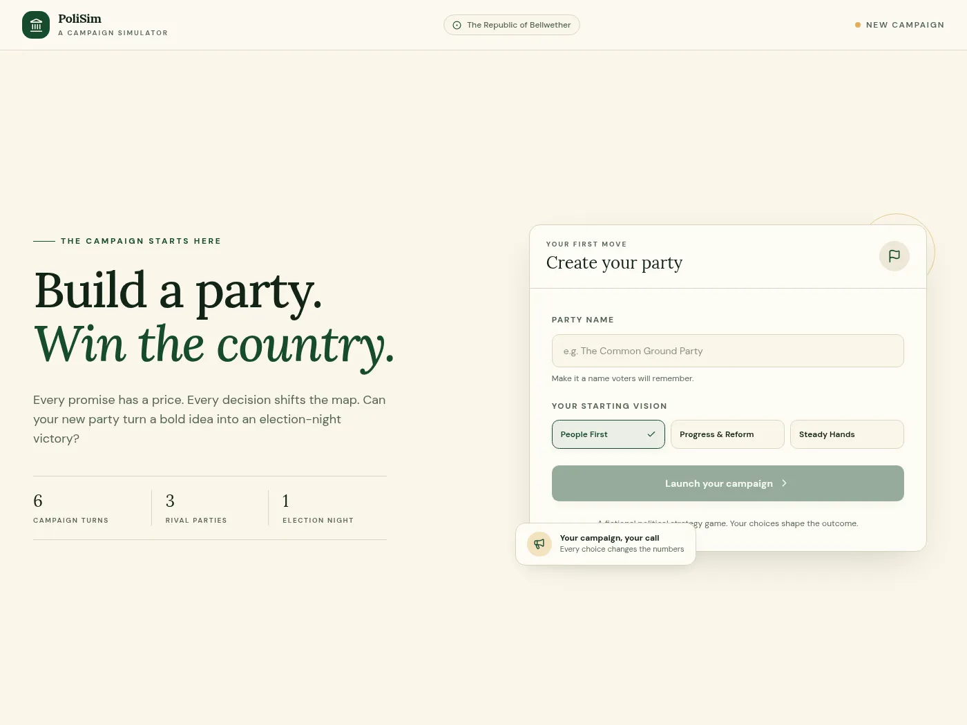 PoliSim Party Builder
