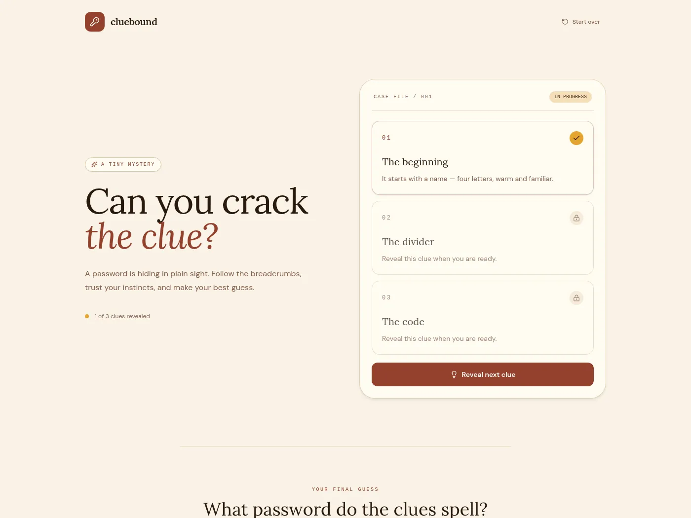 Password Clue Game
