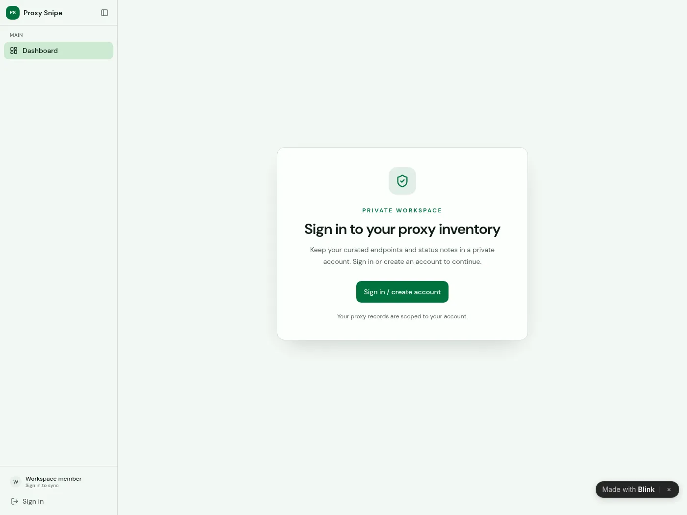 Proxy Snipe Dashboard
