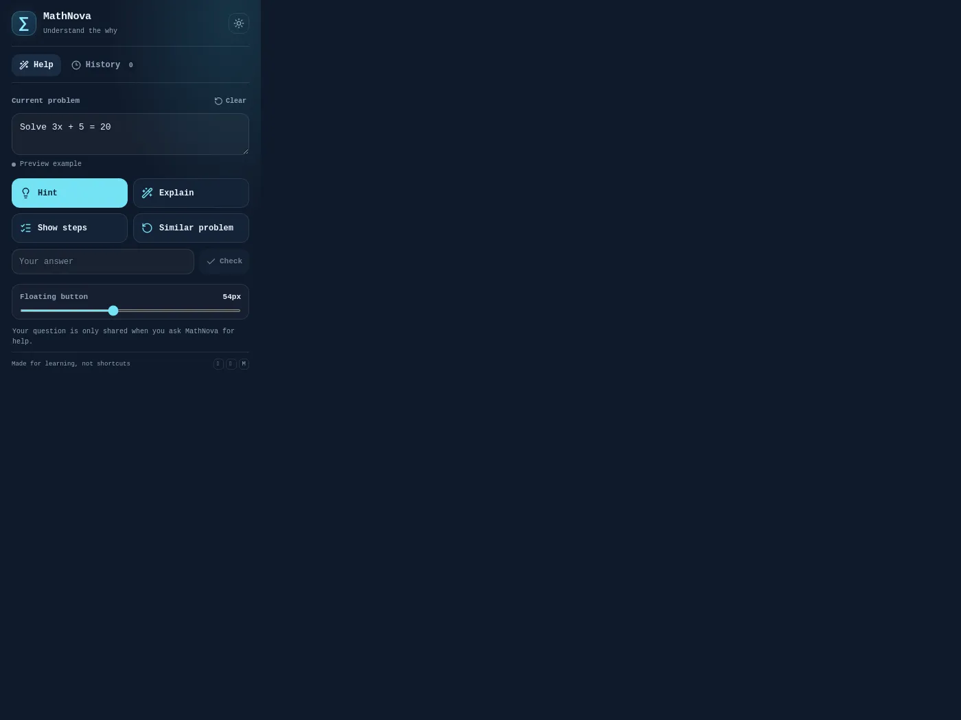 MathNova Chrome Assistant