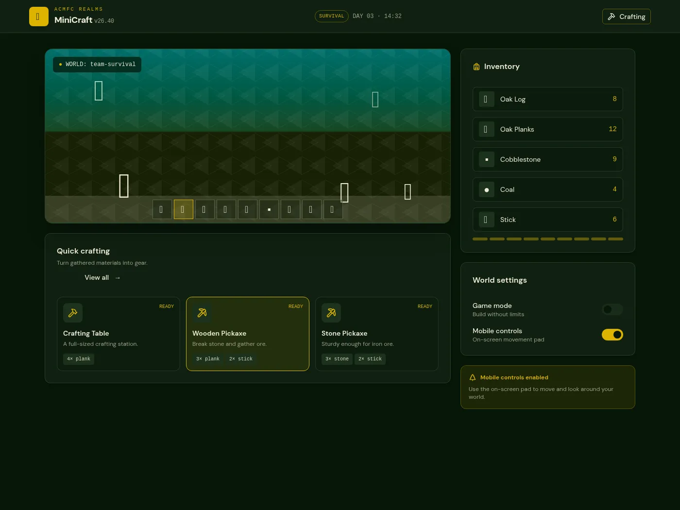 MiniCraft Web Game