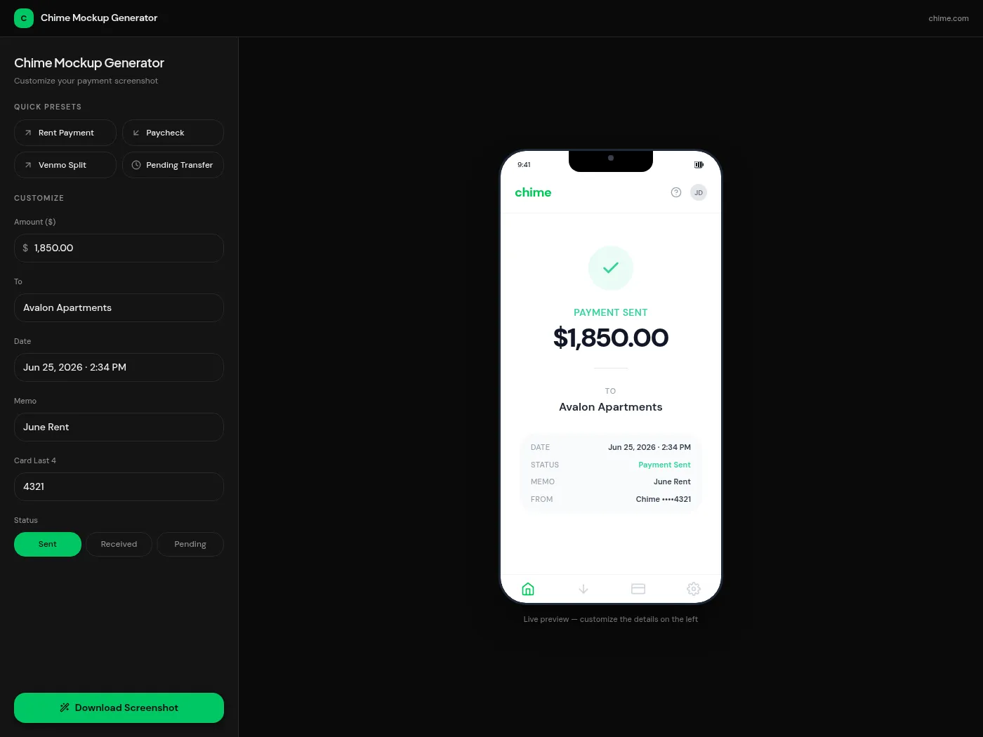 Chime Mockup Generator
