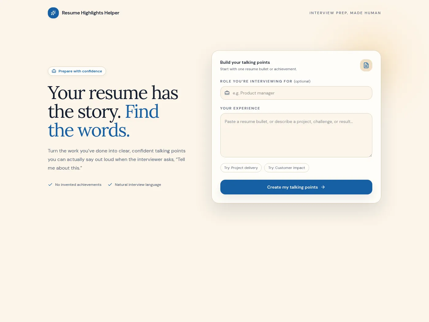Resume Highlights Helper