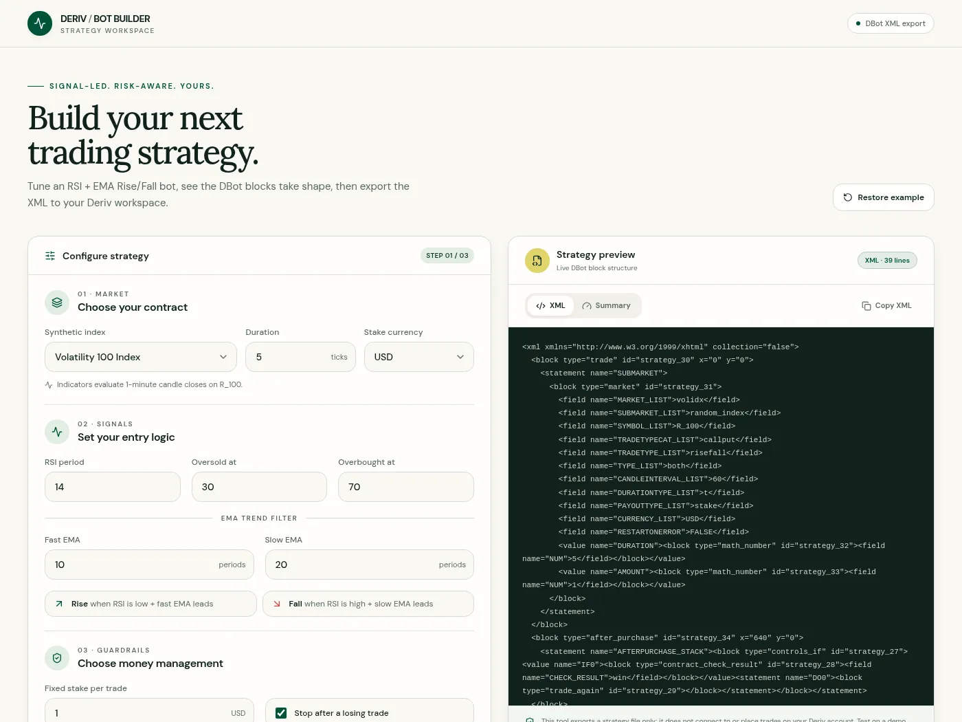 Deriv Bot Builder