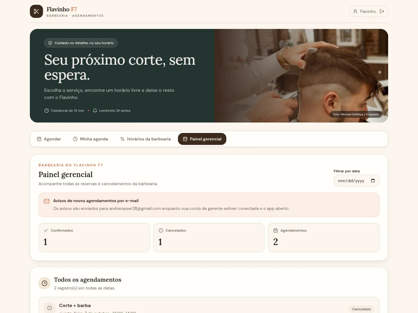 Flavinho F7 Agendamentos