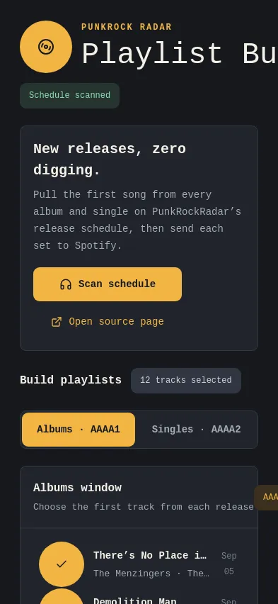 PunkRock Playlist Builder