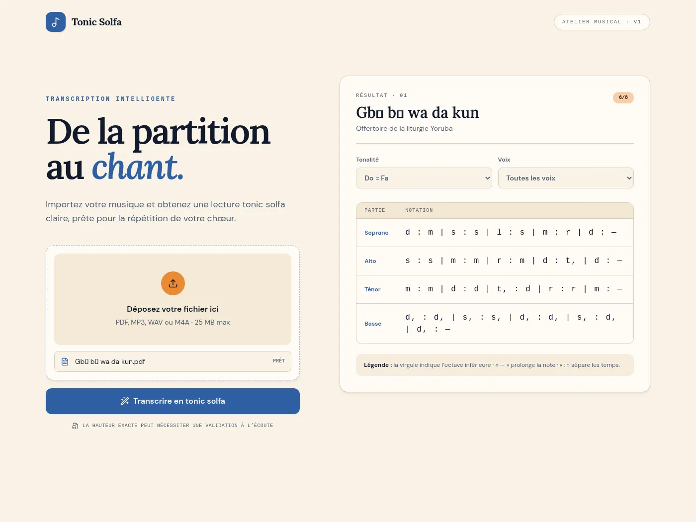 Tonic Solfa Transcriber