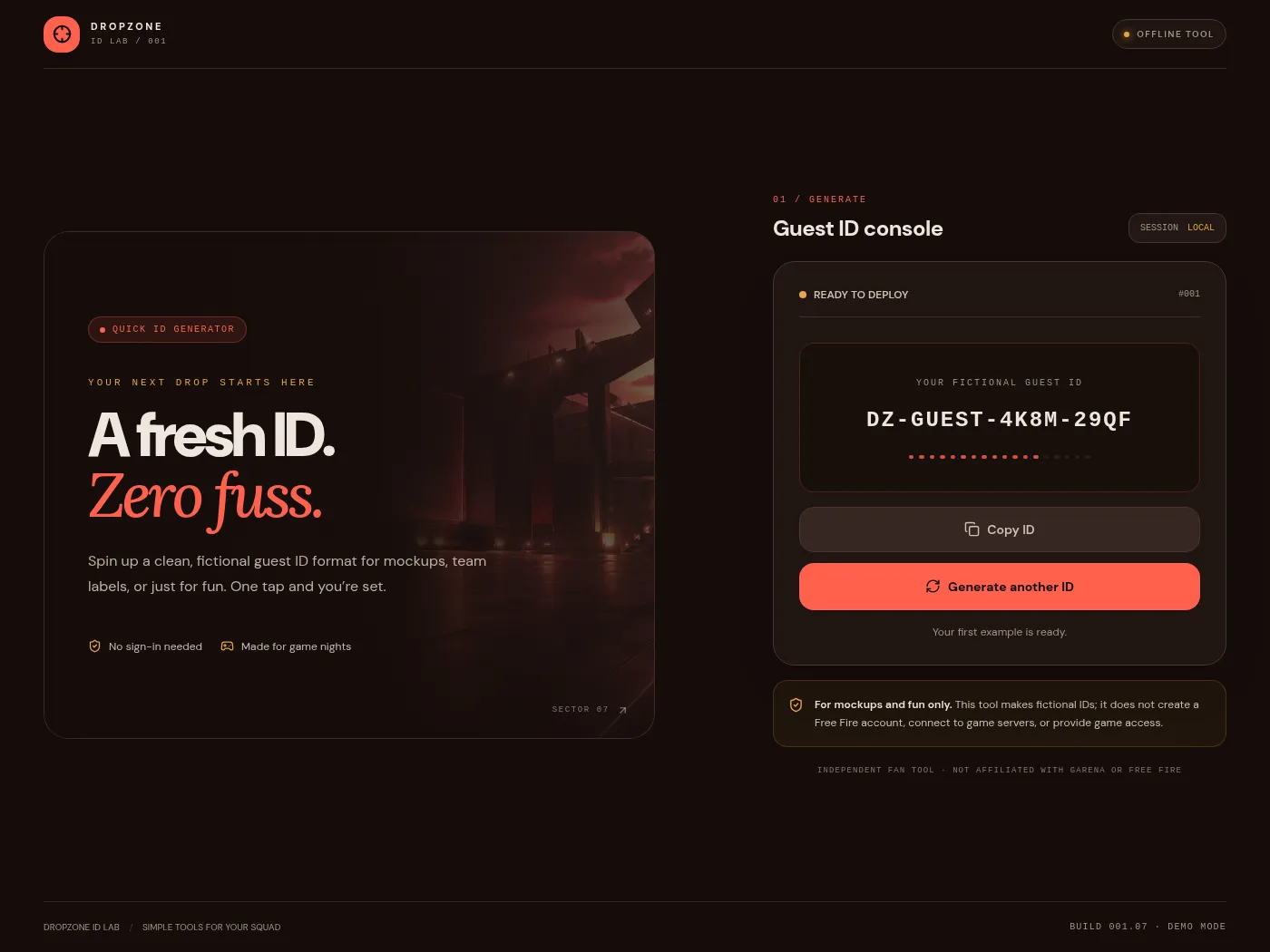 Free Fire Guest ID Genie