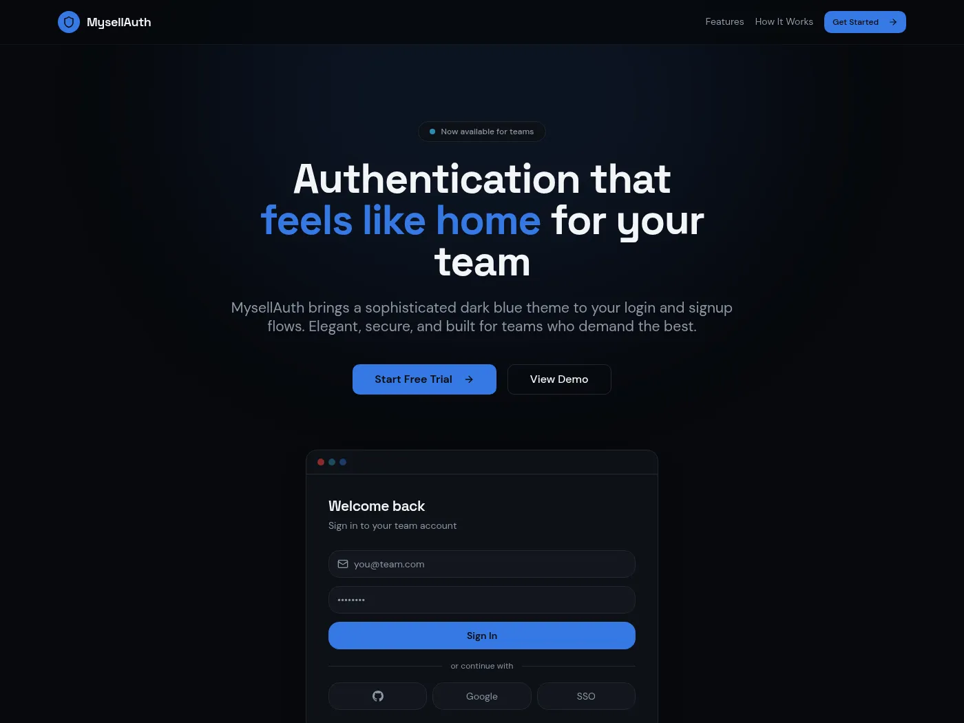MysellAuth Dark Blue Theme
