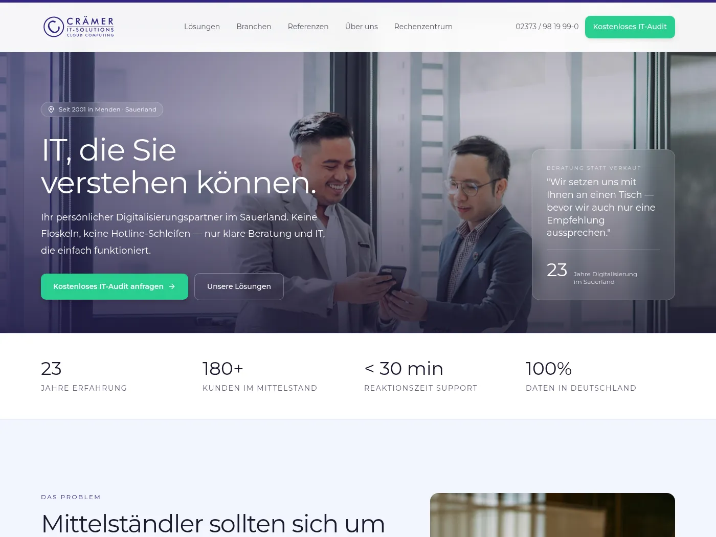 Crämer IT B2B Website